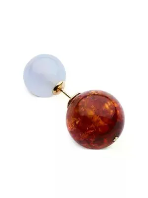LUMINOUS 27 Bolas Duo Chalcedony And Amber Earring - Gold