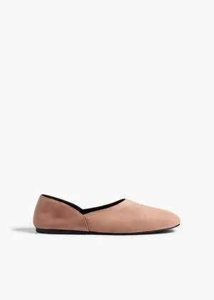 Khaite Jane Flat In Suede - Dusty Pink