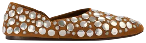 Khaite Jane Suede Flats With Studs - Caramel