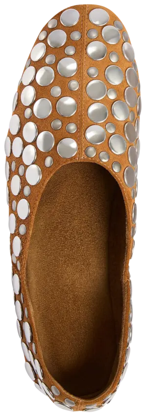 Khaite Jane Suede Flats With Studs - Caramel