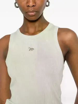 Maison Kitsuné Rib-knit Tank Top With Logo Patch