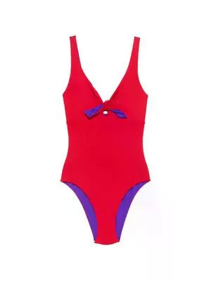 FISICO Knot-detail Swimsuit - Red