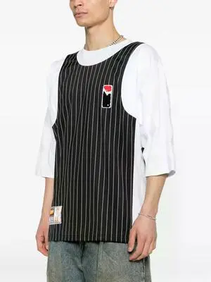 PDF Pinstripe-pattern Logo-patch T-shirt