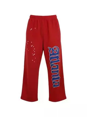SP5DER Atlanta-print Track Pants - Red
