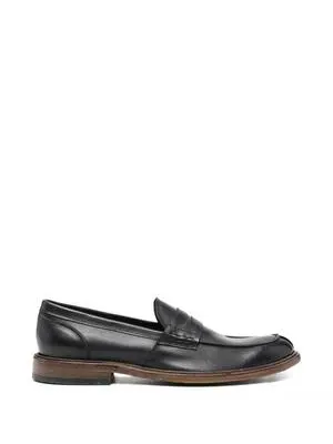 FRANCO FEDELE Leather Penny Loafers - Black