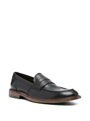 FRANCO FEDELE Leather Penny Loafers - Black