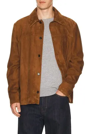 Saint Laurent Cachemire Jacket In Tan - Rhum Ambre