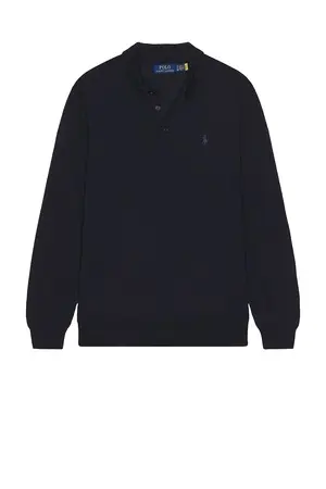 Polo Ralph Lauren Long Sleeve Merino Wool Button Placket Polo Sweater