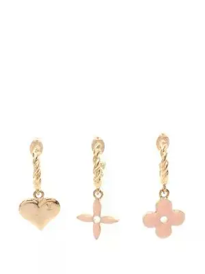 LOUIS VUITTON 2015-2025 Plated Enamel Sweet Monogram Push Back Earrings Costume Earrings - Gold