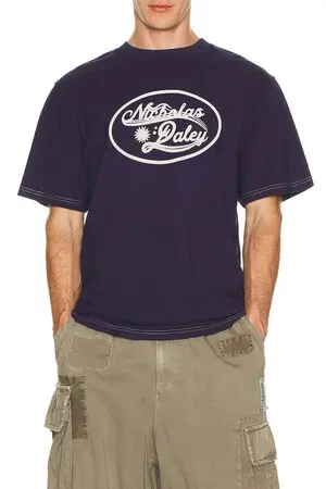 NICHOLAS DALEY Records Tee In Navy