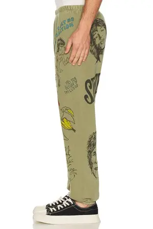 MadeWorn Rolling Stones Sketch P.e. Sweatpants In Green