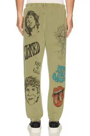 MadeWorn Rolling Stones Sketch P.e. Sweatpants In Green