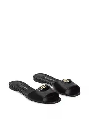 Dolce & Gabbana Silk Nappa Leather Flat Slippers