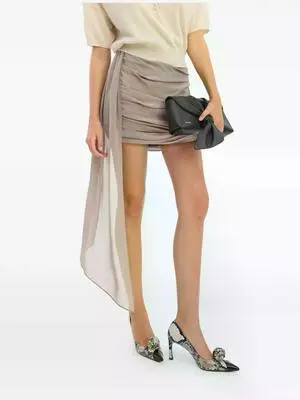 ROTATE BY BIRGER CHRISTENSEN Chiffon Draped Mini Skirt - Neutrals