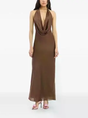 ROTATE BY BIRGER CHRISTENSEN Halterneck Maxi Dress - Brown