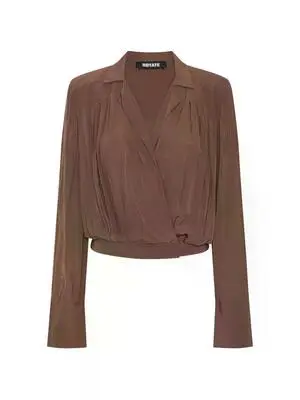 ROTATE BY BIRGER CHRISTENSEN Pleated Long-sleeve Blouse - Brown