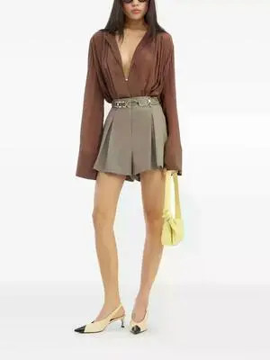 ROTATE BY BIRGER CHRISTENSEN Pleated Long-sleeve Blouse - Brown