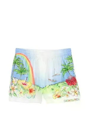 Casablanca Aloha Print Shorts - White