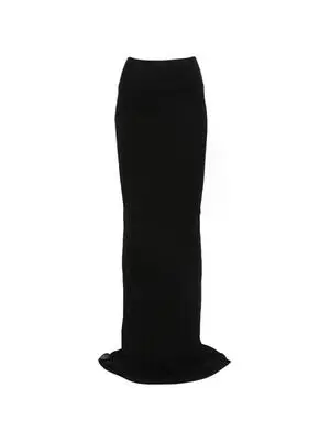 Rick Owens Ribbed Long Maxi Skirt - Black