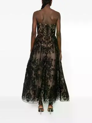 Elie Saab Floral-embroidered Midi Dress