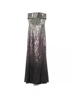 Elie Saab Sequin Strapless Maxi Dress - Silver