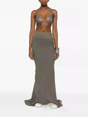 Rick Owens Ribbed Trim Maxi Skirt - Grey