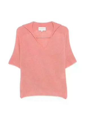 Eric Bompard V-neck Short-sleeve Polo Top - Pink