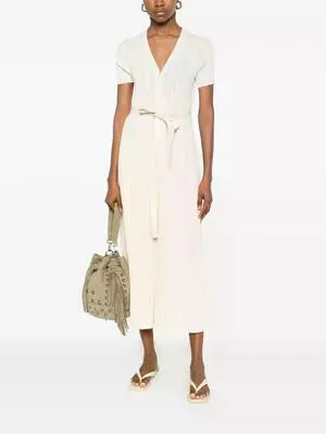 Eric Bompard Ribbed Belted Knitted Midi Dress