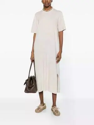 Eric Bompard Side-slit T-shirt Midi Dress - Neutrals