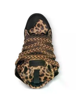 LANVIN Curb Animal-print Lace-up Sneakers - Neutrals