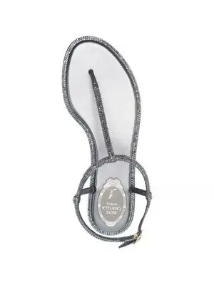 Rene Caovilla Diana Embellished T-strap Sandals - Silver