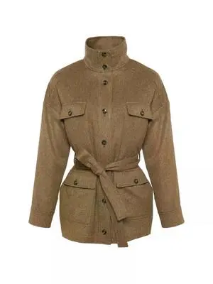 YVES SALOMON Button Belted Cashmere Jacket - Neutrals