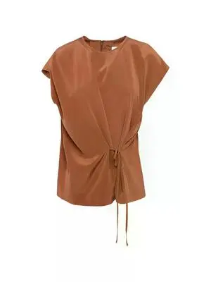 YVES SALOMON Tie-detail Top - Brown