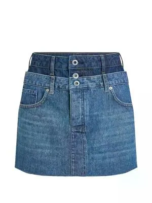 Karl Lagerfeld Double-waist Denim Mini Skirt - Blue