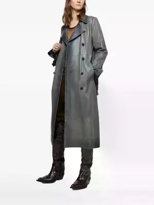 Acne Studios Double-breasted Leather Coat - Grey