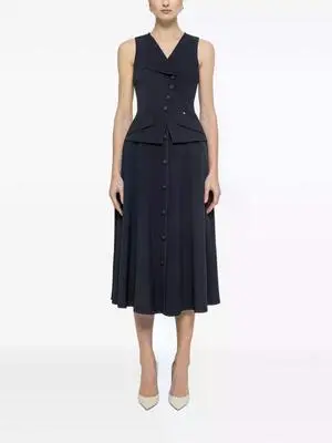 NISSA Button Detailed Midi Skirt - Blue