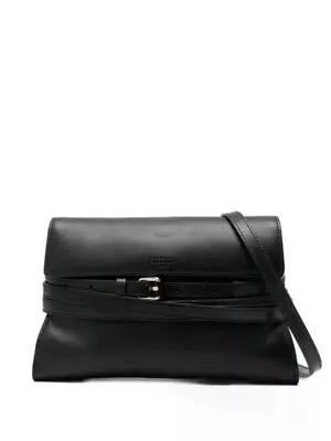 Moschino Leather Buckle Shoulder Bag - Black