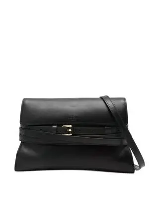 Moschino Leather Buckle Shoulder Bag - Black
