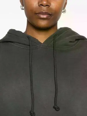 GOLDEN GOOSE Cropped Logo Print Hoodie - Grey