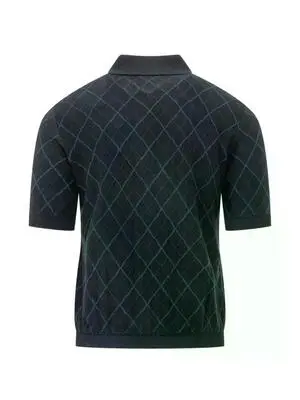 RAKKI Diamond-pattern Intarsia Polo Shirt - Blue