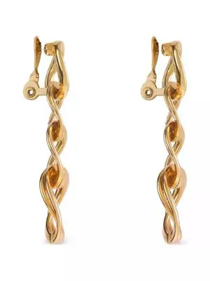 MONET 1980s Double-chain Clip-on Earrings - Gold