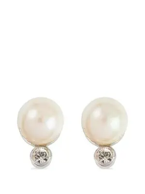 Nina Ricci 1990s Faux-pearl Earrings - Silver