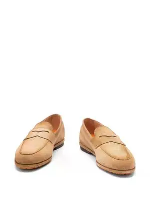 Santoni Suede Penny Loafers