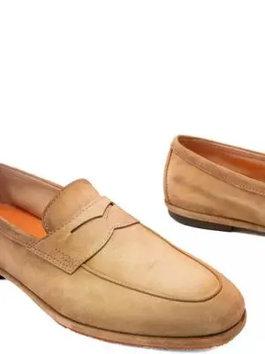 Santoni Suede Penny Loafers