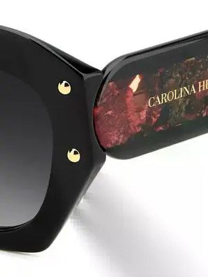 Carolina Herrera Geometric Frame Sunglasses - Black