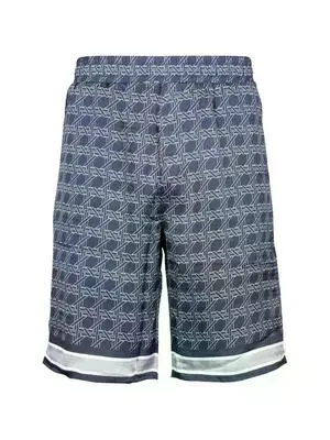 Karl Lagerfeld Geometric-print Striped-hem Shorts - Blue