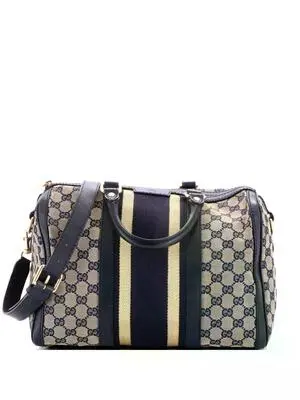 Gucci Vintage Web Boston Bag Gg Canvas Medium Satchel - Blue