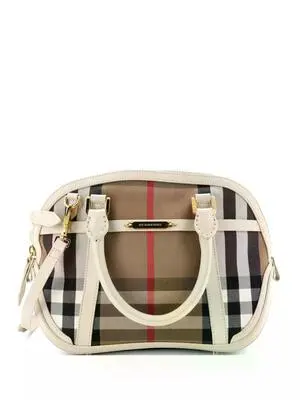 Burberry Bridle Orchard Bag House Check Canvas Small Handbag - Neutrals