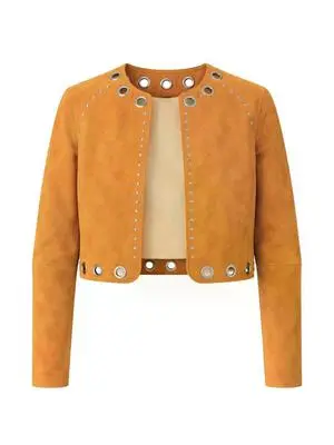 ZUT Darby Studded Suede Jacket - Orange