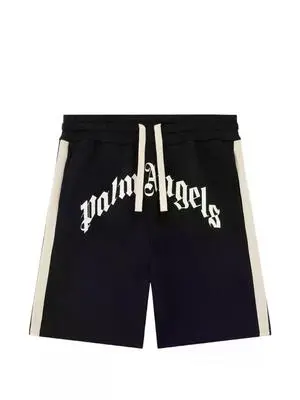 Palm Angels Curved Logo Track Shorts - Black